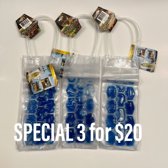 Kitchen | Beverage Chill Bag Freeze Tote Special Three For 2 Clear Wine ...